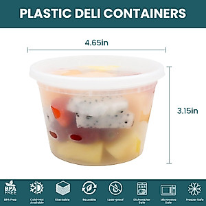 WGCC Deli Containers with Lids 16 oz - Disposable Soup Containers with Lids 48 Sets - Plastic Containers with Lids, Food Storage Containers with Lids, BPA Free/Microwave/Freezer/Dishwasher Safe