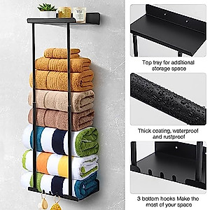 Hommtina Bathroom Towel Storage Black Towel Holder Bathroom Decor Aesthetic Towel Racks for Bathroom Bath Towel Storage for Rolled Towels Organizer