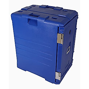 Muhub 127QT End-Loading Insulated Food Pan Carrier, LLDPE Material Food Box Carrier with Double Buckles, Front Loading Portable Food Warmer with Handles,Ideal for Canteen and Restaurant Use (Blue)…