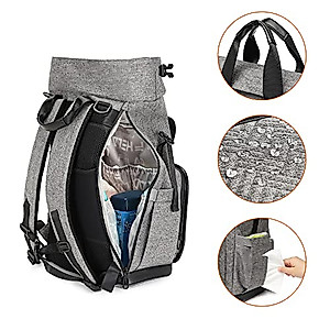 Diaper Bag Backpack, FHELDA Bag Backpack Large Capacity Maternity Travel Back Pack with Diaper Changing Pad (Gray)