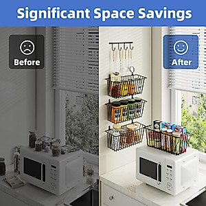 Simple Trending 8 Pack Spice Rack with 8 Hooks For Kitchen, Wall Mount Hanging Spice Organizer For Holds 192 Spice Jars,Bathroom or Pantry Door, Storage, Black