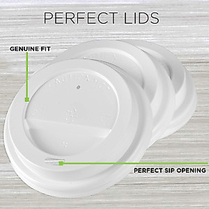 PrepStor Disposable Coffee Cups with Lids 16 oz – Pack of 50, Cold/Hot Beverage Paper Cups with Sleeves