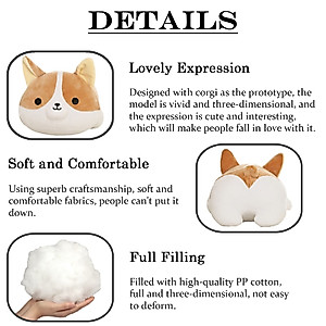 zhidiloveyou Corgi Stuffed Animal Shiba Inu Dog Kawaii Plush Toy Soft Hug Pillow, 15.75 inch