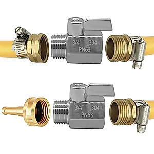 Joywayus Heavy Duty Stainless Steel 304 Garden Hose Shut Off Valve 3/4"GHT Female x Male Thread with Hose Washer