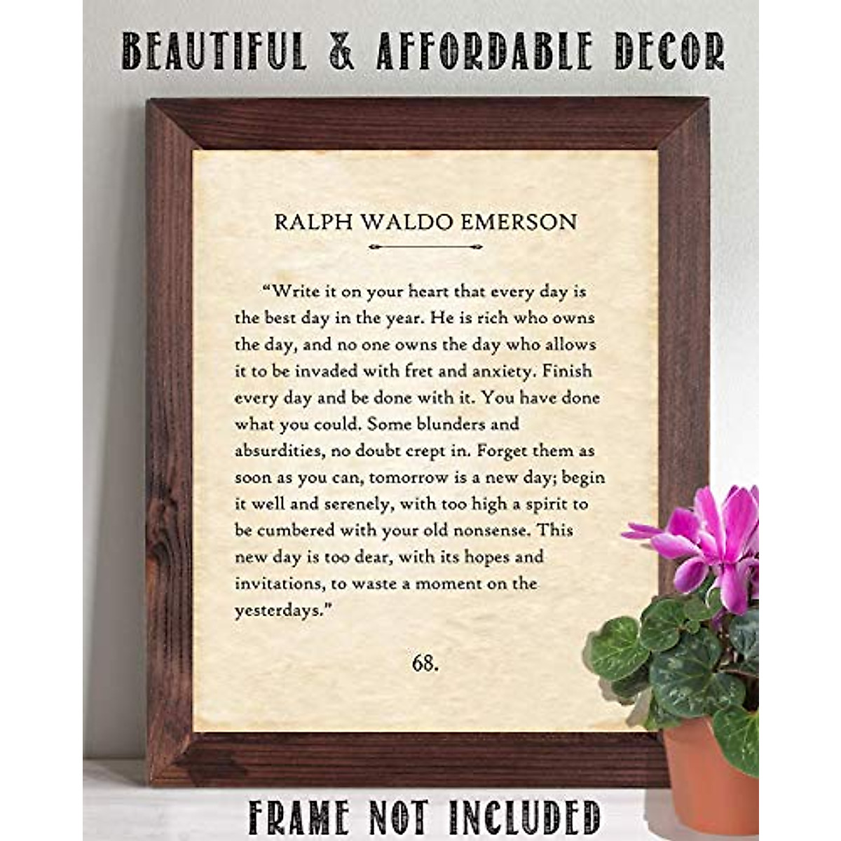Ralph Waldo Emerson - Write It on Your Heart - Inspirational Quote Book Page Poster for Home and Office Decor, Wall Art for Motivation Inspiration, Book Lovers Gift, 11x14 Unframed Typography Print