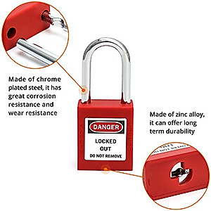 QWORK Red Lockout Tagout Safety Padlock, 2 Padlocks with 4 Keys