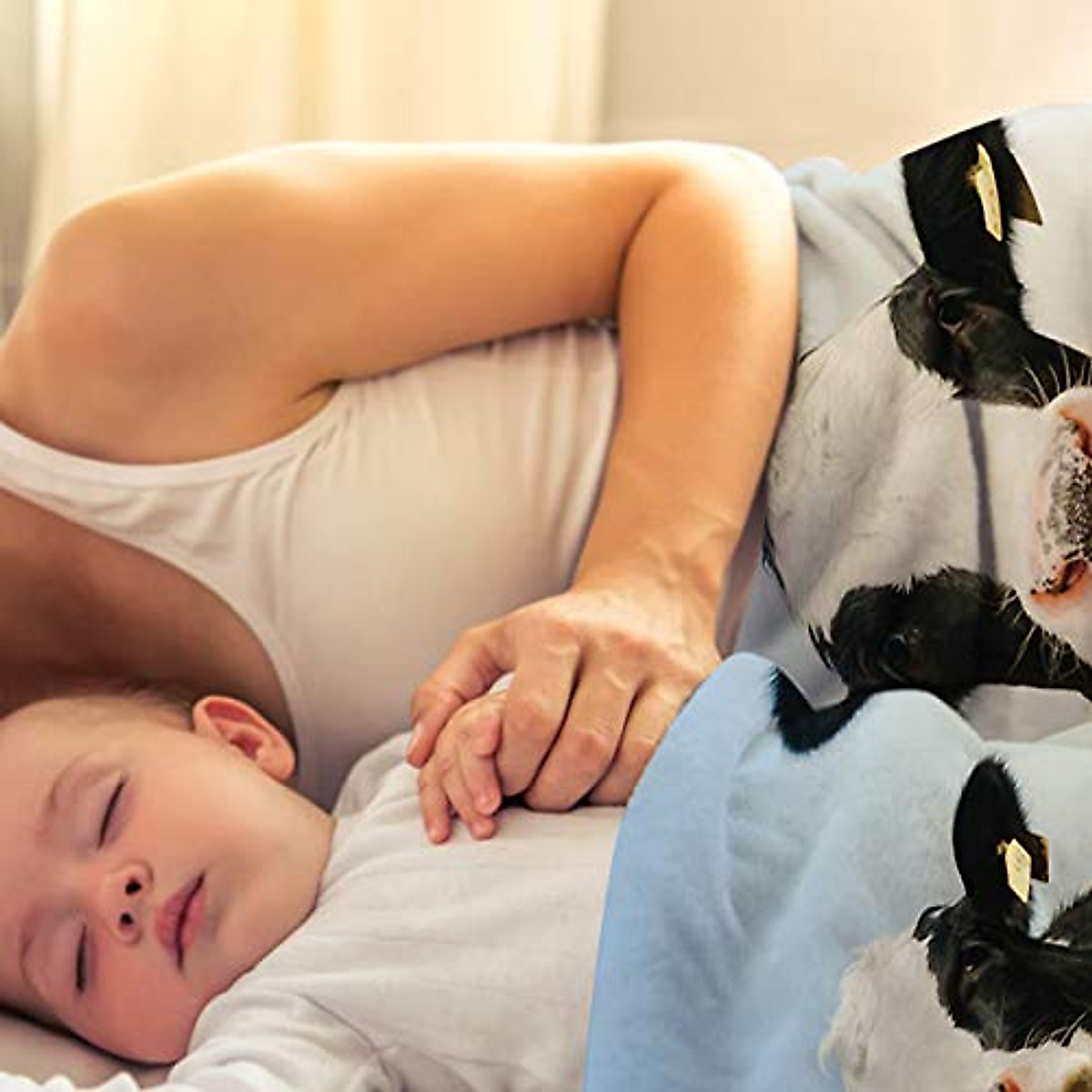 Singingin Ultra Soft Flannel Fleece Bed Blanket Farm Blue Sky Cow Throw Blanket All Season Warm Fuzzy Light Weight Cozy Plush Blankets for Living Room/Bedroom 40 x 50 inches