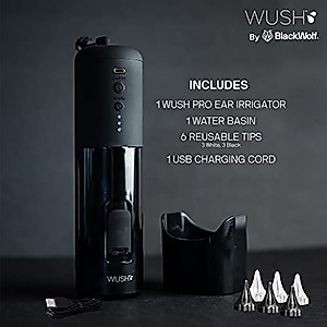 Wush Pro By Black Wolf - Water Powered Ear Cleaner - Safe & Effective - Electric Triple Jet Stream with 3 Pressure Settings For Ear Wax Buildup - Ear Wax Removal Kit - Water Resistant USB Rechargeable