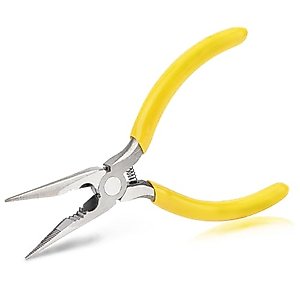 Rongon Spring Loaded Needle Nose Pliers 5 Inch Precision Long Reach Nose Pliers Wire Cable Cutter Hand Tools for Bending Wire, Handcraft, PCB Board, Working in Tight Areas