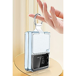 MAKAVO for Samsung Galaxy Z Flip 4 Clear Case with Ring Holder, [Upgraded] Slim Thin Crystal Hard PC Shockproof Protective Phone Cover for Flip4 5G 2022