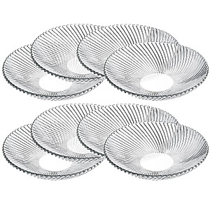 Fasmov 8 Pack 8.5 Inch Glass Salad Plates, Fruit Plate Dessert Plate Bread Dish Plates Wedding and Party Plates, Dishwasher Safe Plates
