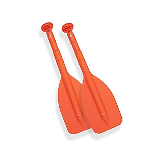 Pactrade Marine Boat Kayak Raft Set of 2 Mini Telescopic 21'' - 42'' Paddle Orange Blade Round Grip No Direction Limit (2 pcs)
