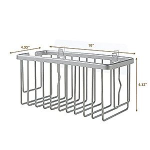 SunnyPoint Aluminum NeverRust Shower Caddy Basket Organizer Storage Shelf Rack; Adhesive Installation Pad Included (Set of 2, Grey)