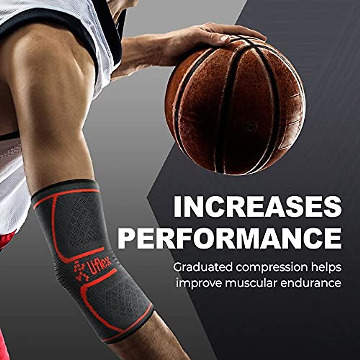 UFlex Elbow Compression Sleeve for Women & Men- Brace for Injury Recovery, Tendonitis, Bursitis, Weightlifting, Golf, Tennis, Basketball- Single Wrap