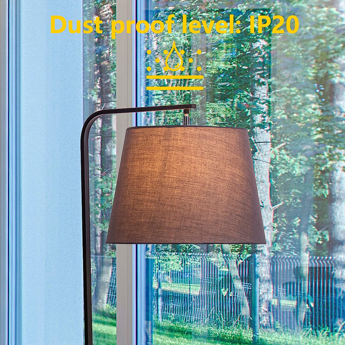 Nightstand End Table with Standing Reading Light, Rustic Brown Shade Fabric Shade Floor Lamp with Side Table, 2 in 1 Wood Bedside Floor Light for Living Room Sofa Bedroom Guest Room, 65" H (No Bulb)