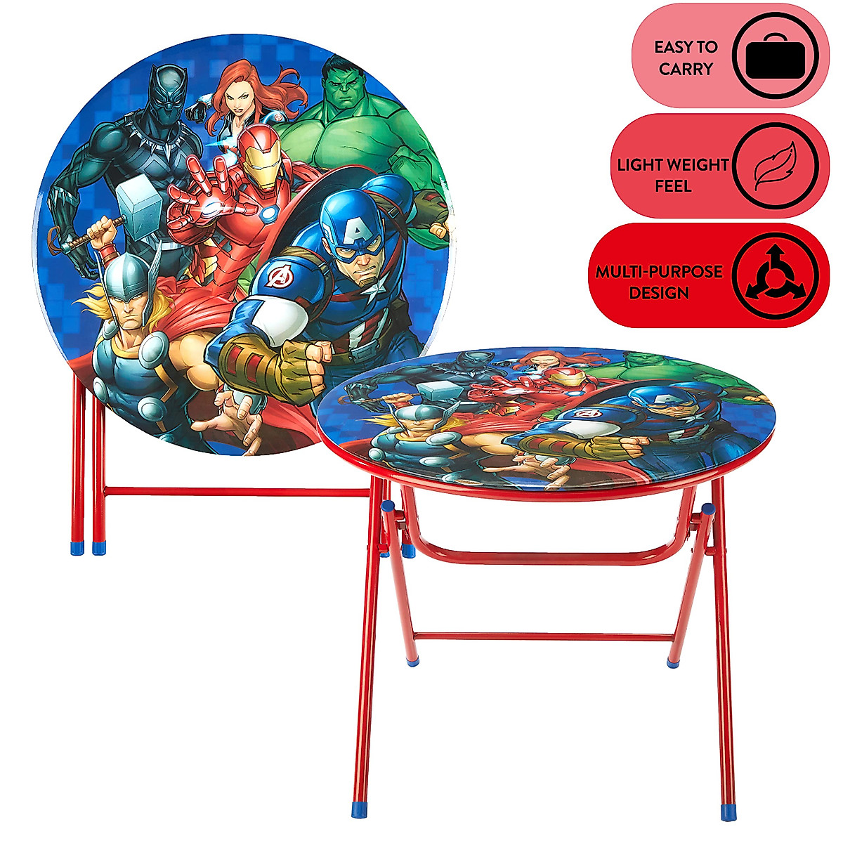 Marvel Avengers 3 Piece Foldable Round Table and Chair Set, Ages 3+