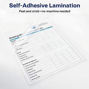 Avery Clear Laminating Sheets, 9" x 12", Permanent Self-Adhesive, 10 Sheets (73603)