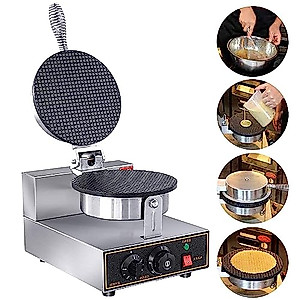 Electric Ice Cream Cone Waffle Maker Machine 1200W Stainless Steel Nonstick Surface for Commercial Home Use (Electric Ice Cream Cone Waffle Maker Machine)