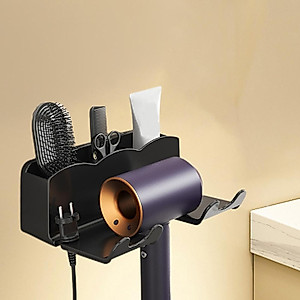 Hair Dryer Hanger - Hairdryer Holder Storage Hook | Bathroom Organization Blow Dryer Hanger, Hair Tool Organizer, Wall Mounted Storage Organizer, Drill Hair Dryer Rack Punch- Bathroom Wall-mo