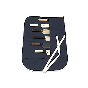 Yoshihiro Cotton Knife Pouch/bag Japanese Sushi Chef Knife Accessories (6 Slots) (Dark Navy)