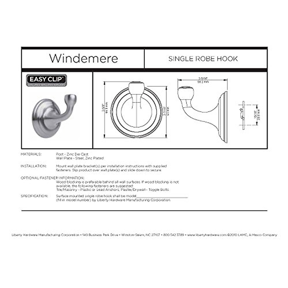 Delta 79635-PC Windemere Bath Hardware Accessory Robe Towel Hook, Polished Chrome