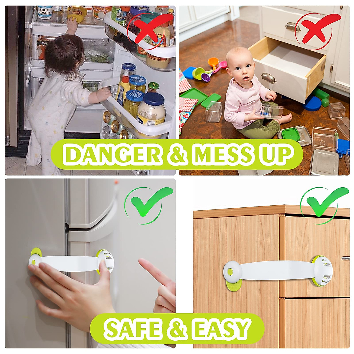 5 Pack Refrigerator Door Lock, Mini Fridge Lock Child Safety, Child Proof Cabinet Locks, Fits Perfectly for Locking Cabinets, Sliding Door, Drawers, Toilet Seat, Freezer, Closet Seat, Window, Oven