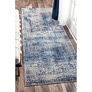nuLOOM Vintage Willena Runner Rug, 2 ft 6 in x 14 ft, Blue