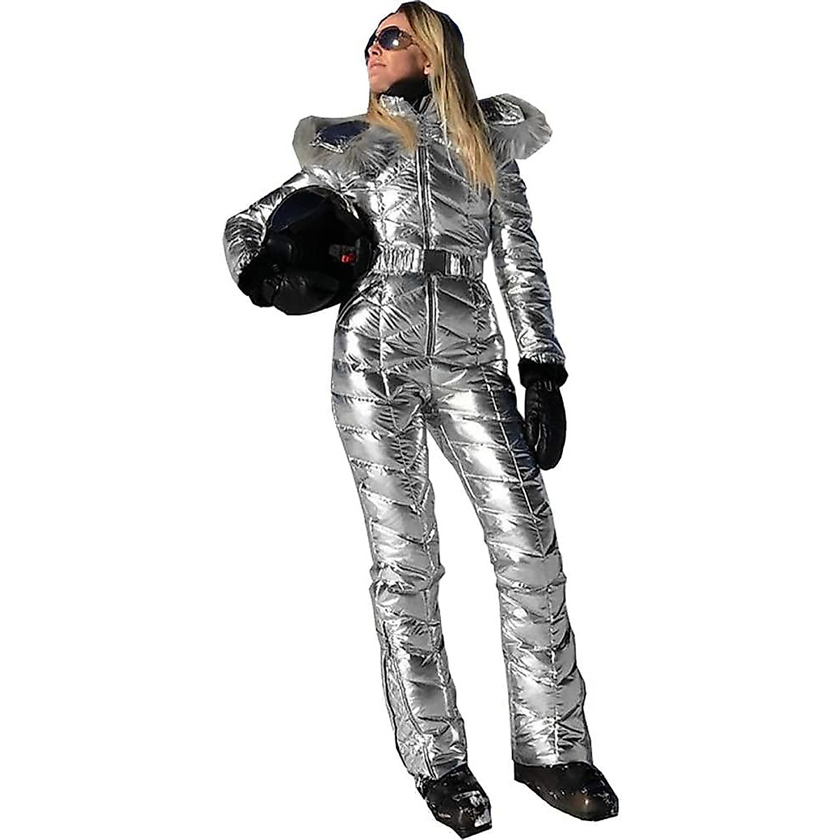 Aurgelmir Women Winter Ski Suit Fur Collar Coat Ski Jumpsuit Snowsuit
