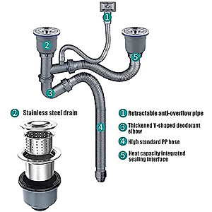 YOtat Stainless Steel Sink Sink Set, Kitchen Taichung, Undercounter Basin, Sink, Sink, Double-Bath Composite Practical Sink, Anti-Scratch Sink