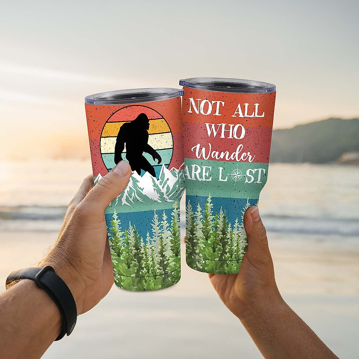 Sasquatch Gifts Tumbler,Bigfoot Gifts for Men, Funny Idea for Bigfoot Sasquatch Lover, Black Stainless Steel Insulated Tumbler 30 Oz, Great for Big Foot Party,Funny Gifts for Campers Wander Gifts Cup