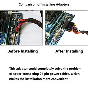 ATX 24Pin 90 Degree Adapter,Motherboard 24Pin Male to 24Pin Female 90 Degree Extension Connection for Mainboard Right Angle Connector for Desktop PC Power Supply