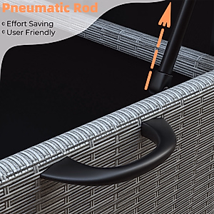 120 Gallon Wicker Deck Box, Waterproof Outdoor Storage Box with Wheels, Large Storage Bench Organizer for Patio Backyard Cushions, Garden Tools and Pool Supplies, Gray