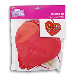 Valentine Red Heart Scratch Art Craft Kit for Sunday School, VBS, Classroom- Makes 24