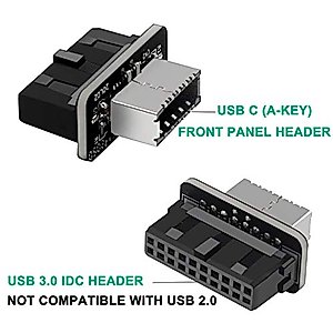 JoyReken USB Front Panel Adapter, Vertical USB C Header Adapter, USB 3.1 Type-E Key-A to USB 3.0 20Pin Header Converter for Type C Motherboard