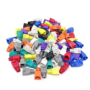Honbay 100PCS 10 Colors Plastic RJ45 Ethernet Network Cable Strain Relief Boots Cable Connector Plug Covers for CAT5 CAT5e CAT6
