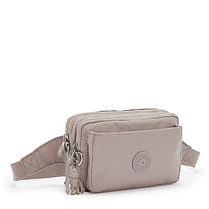 Kipling Womens Abanu Multi Bag, Lightweight, Adjustable Nylon Waist Pack With Multi-compartment Zip Pockets Covnertible Crossbody Bag, Grey Gris, Small US