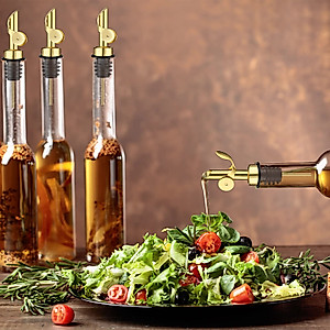 6 Pcs Weighted Stainless Steel Liquor Bottle Pourers Auto Flip Olive Oil Dispenser Spout Balsamic Alcohol Pourer Spouts (Gold)