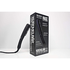 KUSCHELBÄR - Pro Hair and Beard Straightener for Men - Heated Brush Combs and Smooths Beards - 3 Heat Settings and XL Long Cord - for All Hair Types - by Parlor, previously MASC by Jeff Chastain