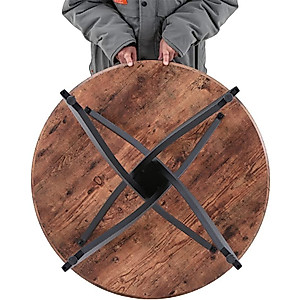 NIERN Round Dining Table with Chromed Legs,31.5 Inches Modern Kitchen Table for Kitchen Dining Room (Brown)