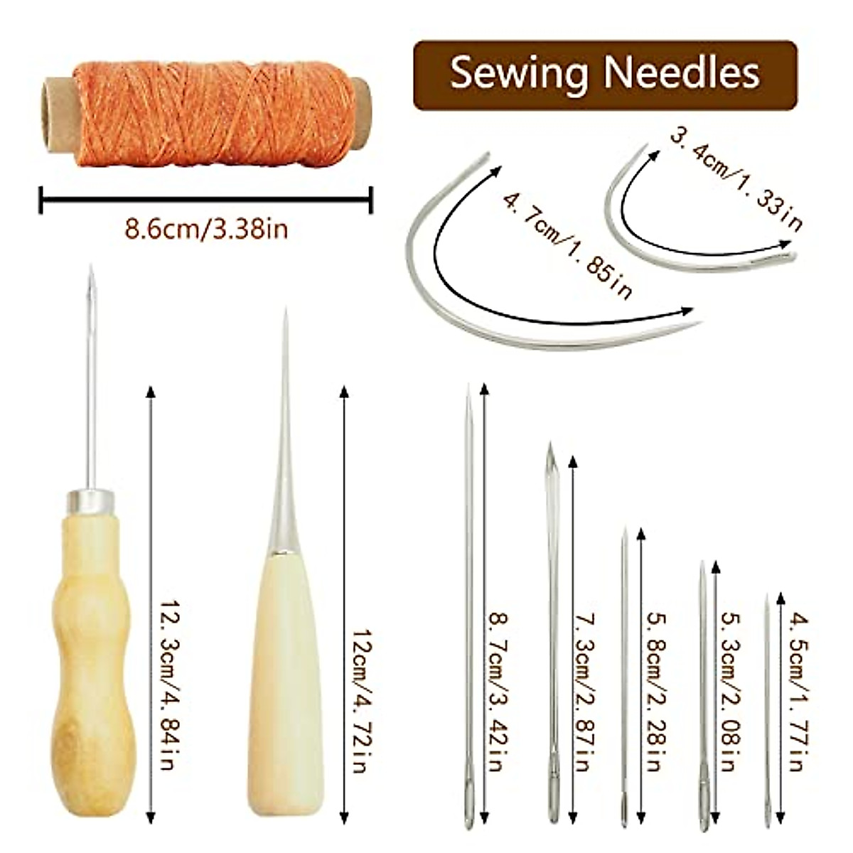 PLANTIONAL Leather Working Tools for Beginners: Professional Leather Craft Kit with Waxed Thread Groover Awl Stitching Punch for Leathercraft Adults Gifts