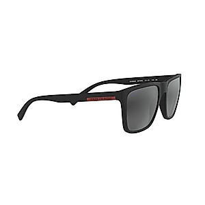 A|X ARMANI EXCHANGE Men's AX4080S Square Sunglasses, Matte Black/Light Grey Mirrored/Black, 57 mm