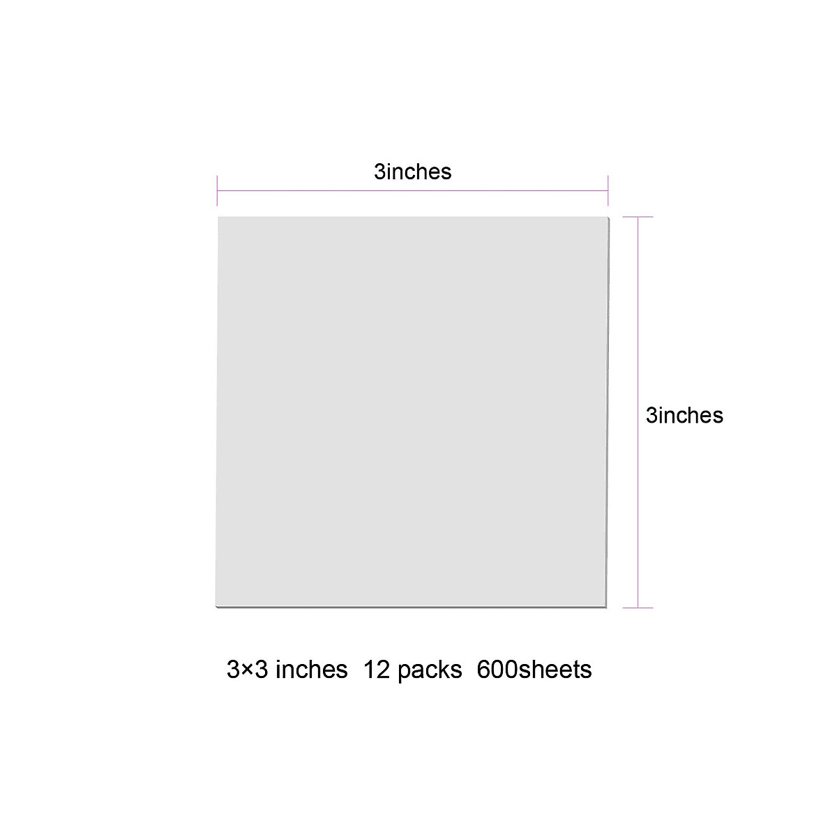 Jiemay 600 Pcs Transparent Sticky Notes Pad, Clear Sticky Notes for Books Message Reminder, Waterproof self-Adhesive Translucent Sticky Notes, 12 Packs (3"x3")