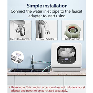 Joy Pebble Countertop Dishwasher, 28 Pieces Dishes/Cycle, 6 Washing Programs&Hot Drying, Dish Washer with 360°Dual Spray, with Child Lock&Delayed Start, Portable Dishwasher for Apartment/RV/Dorm