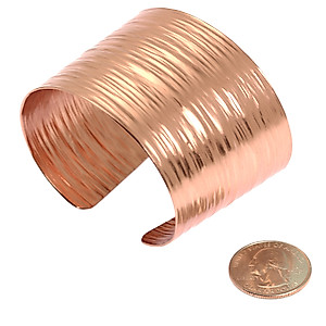 John S. Brana Copper Bark Cuff Bracelet Handmade Jewelry - 100% Uncoated Solid Copper (6.5 Inches)