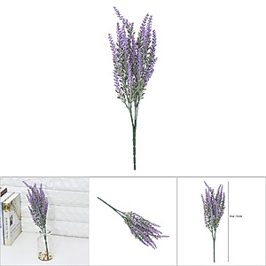 Tyenaza Artificial Lavender Flowers Plants, Faux Shrubs Plastic Plants for Home Garden Party Decor(Purple)
