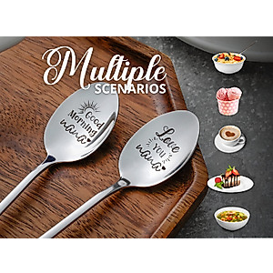 Nana Gifts, Nana Spoon, 2 Pcs Stainless Steel Engraved Coffee Spoons, Good Morning Nana