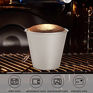 ZEAYEA 12 Pcs Pudding Cup Mold, Aluminum Individual Baking Cups Cupcake Mould, Reusable Chocolate Molten Pans Mold for Cupcake, Brownies, Souffle, Pie, Muffins