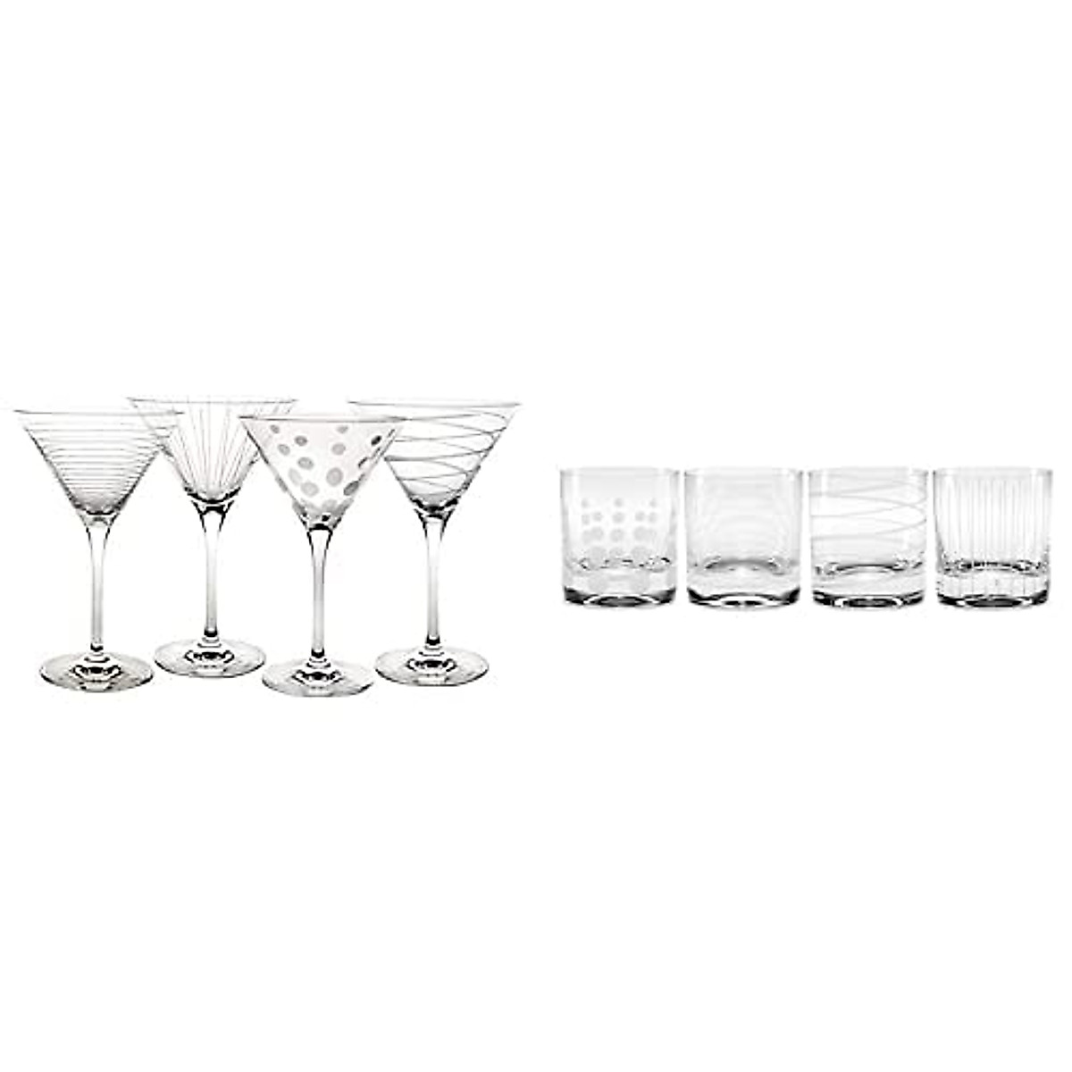 Mikasa Cheers Martini Glass Set of 4 and Double Old Fashioned Glass Set of 4