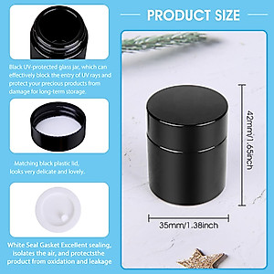 SKMZ 12PCS UV Protection Small Glass Jars With Lids Reusable 5ml Black Food Glass Bottle Mini Airtight Container For Oil Salve leaf Storage 1 Wax Carving Tools - 5g black