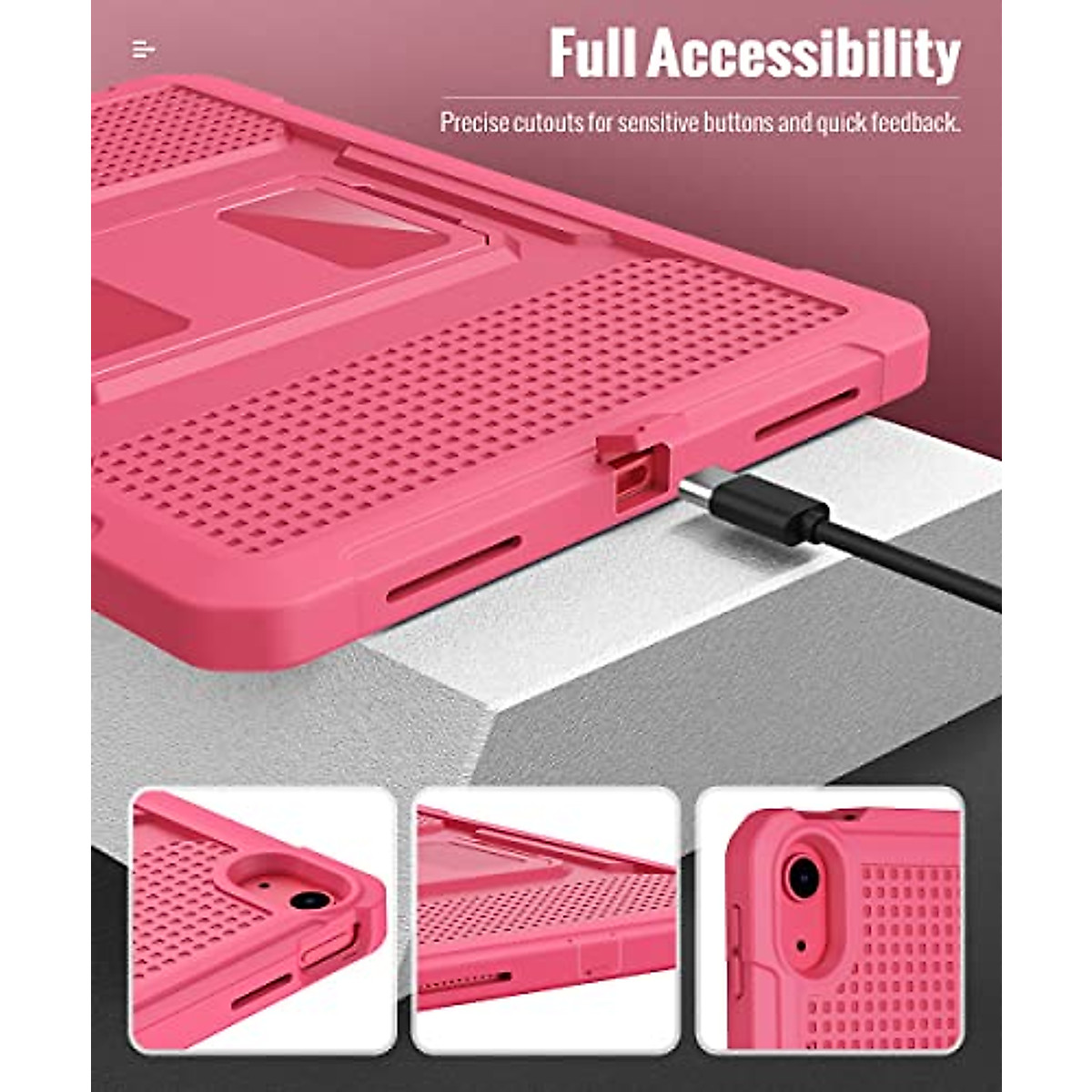 MoKo Case for iPad 10th Generation 10.9 inch 2022, Shockproof Dual Layer Full Body Cover with Kickstand for Kids and Built-in Screen Protector for iPad 10th Gen 2022, Support Touch ID, Watermelon Red
